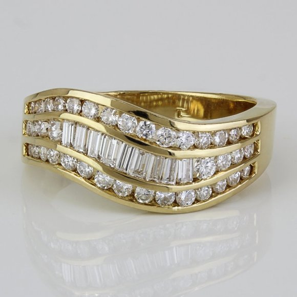 UGEM | Jewelry | Vintage 8k Yellow Gold Diamond Wave Anniversary Band ...